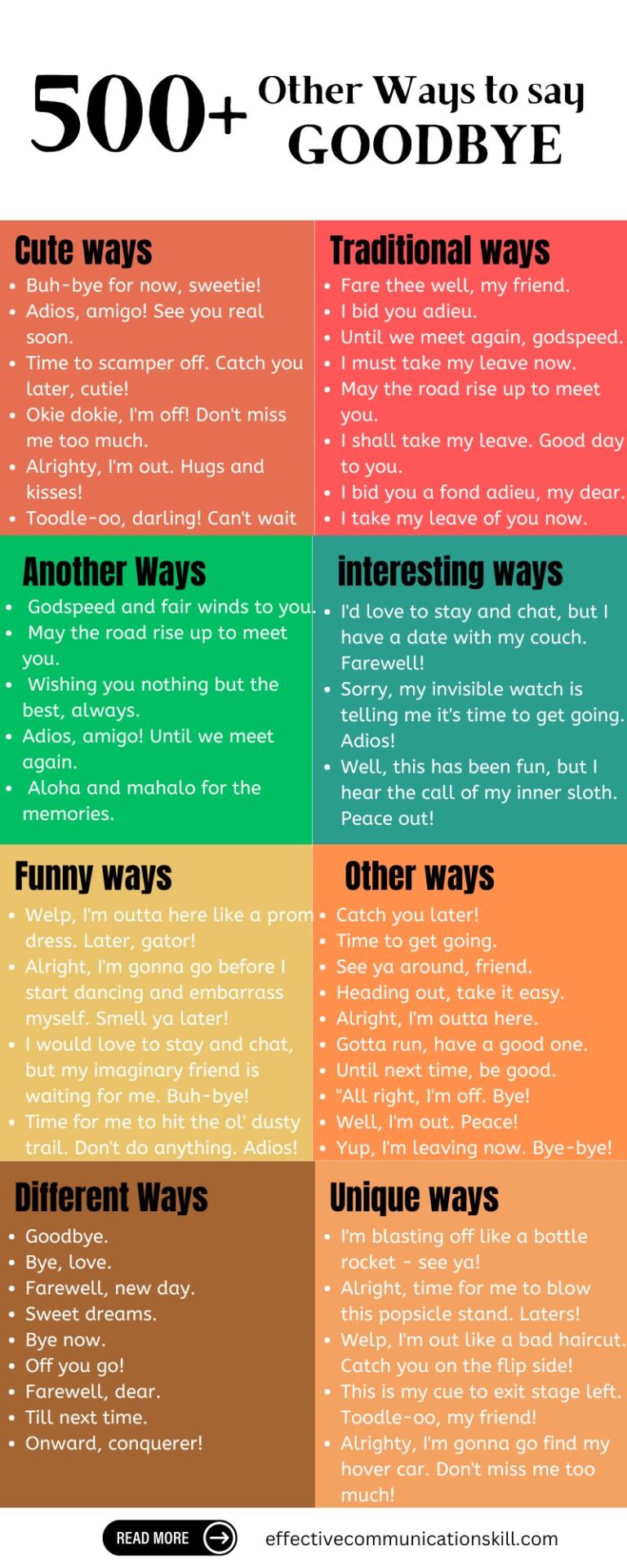 500+ Other ways to Say Goodbye, farewell or bye (synonyms, different ...